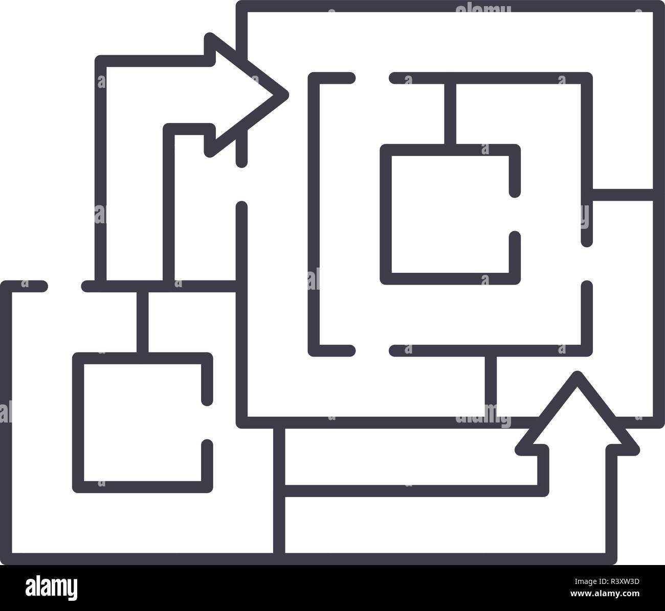 Algorithm Of The Game Line Icon Concept Algorithm Of The Game Vector 3583