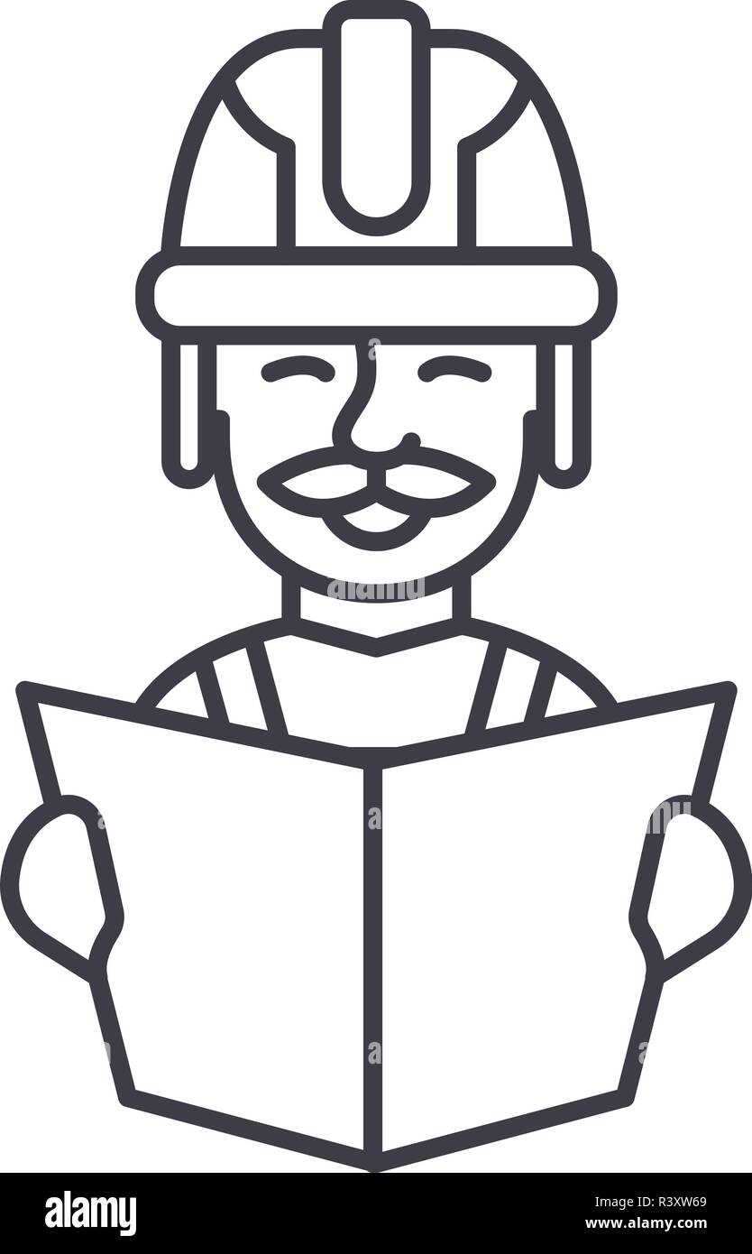 Analysis of project drawings line icon concept. Analysis of project ...