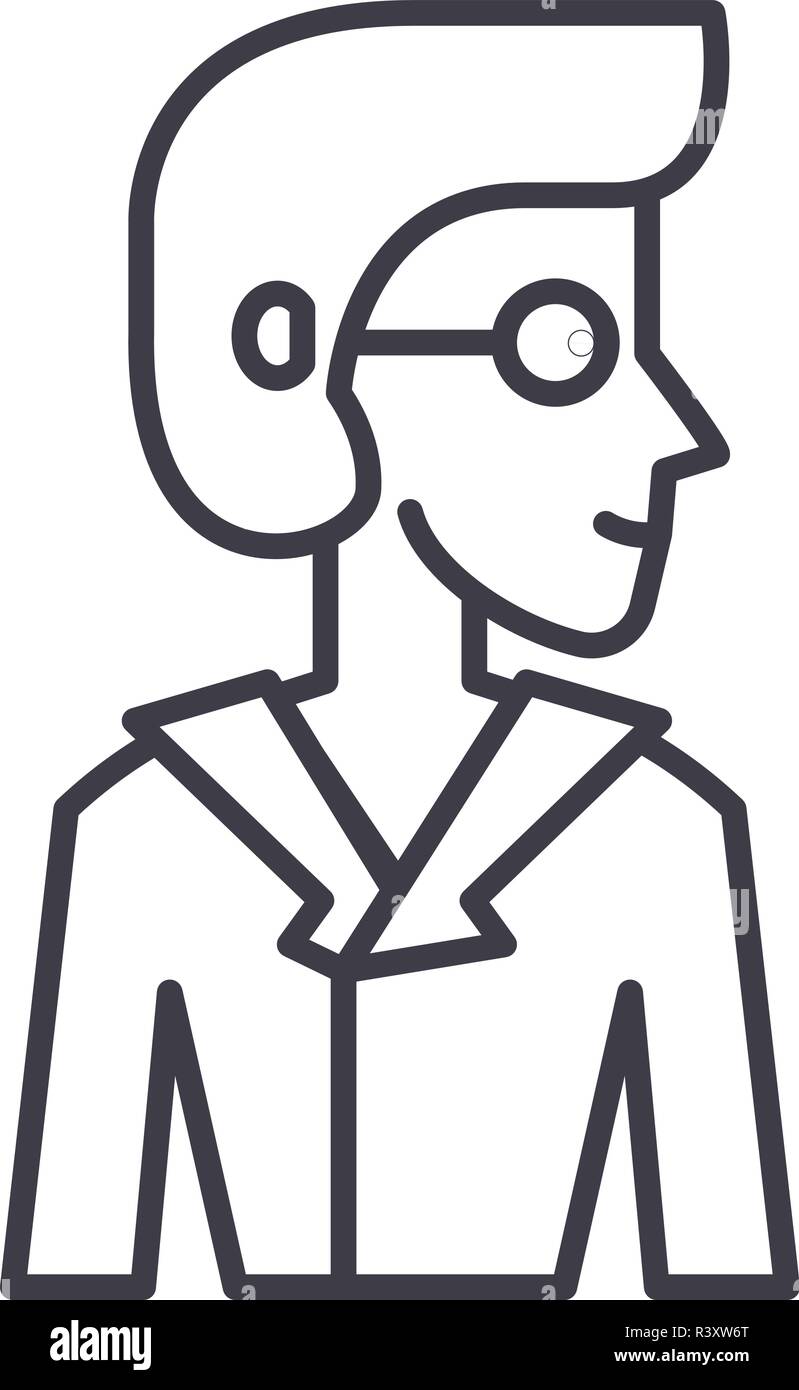 Analyst Line Icon Concept Analyst Vector Linear Illustration Symbol