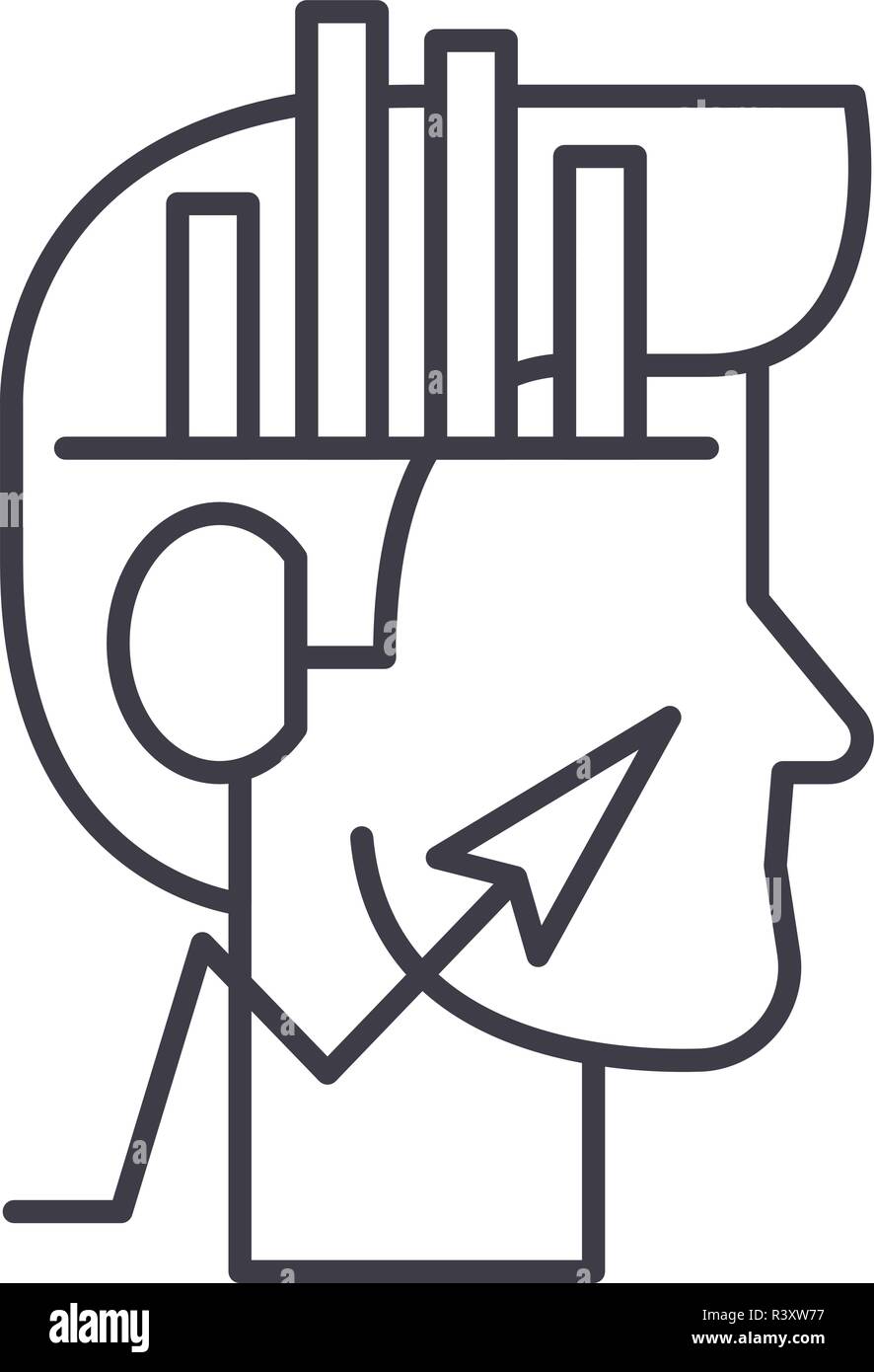 Analytical thinking line icon concept. Analytical thinking vector ...