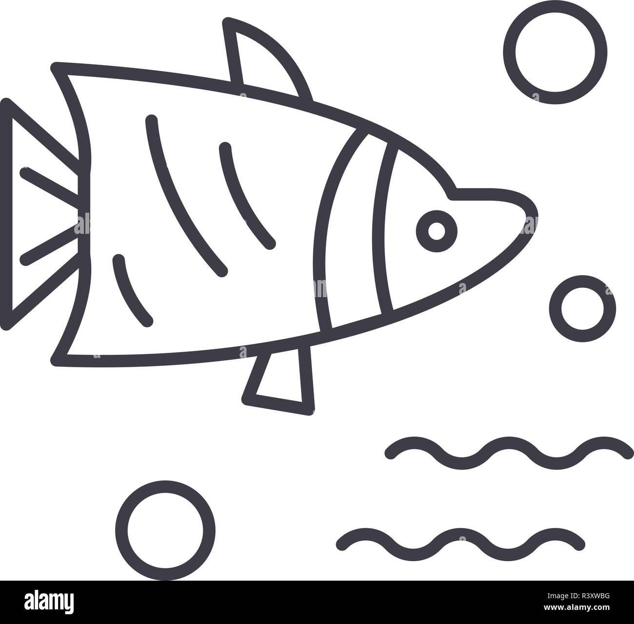 Aquarium fish line icon concept. Aquarium fish vector linear ...