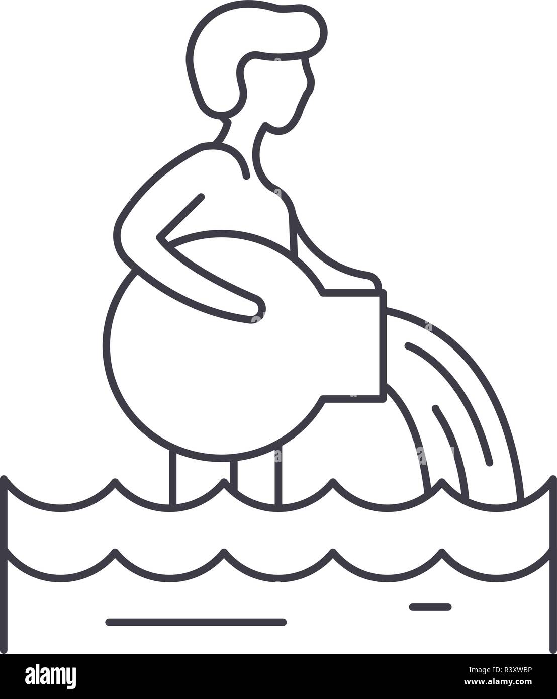 Aquarius Zodiac Sign Line Icon Concept Aquarius Zodiac Sign Vector