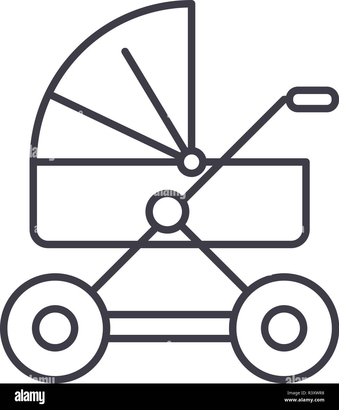 Baby stroller line icon concept. Baby stroller vector linear ...