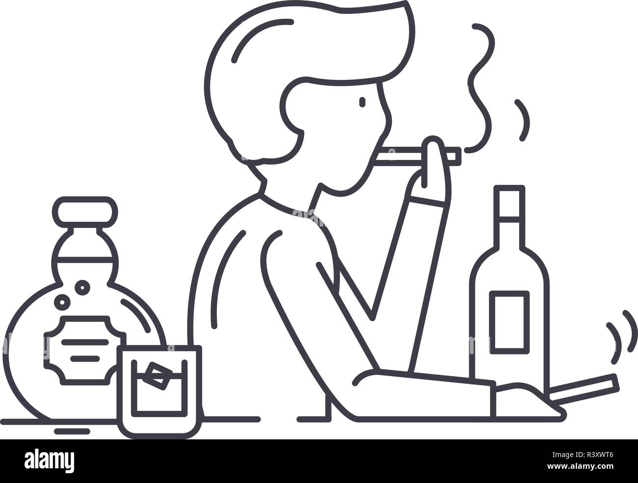 Bad habits line icon concept. Bad habits vector linear illustration ...