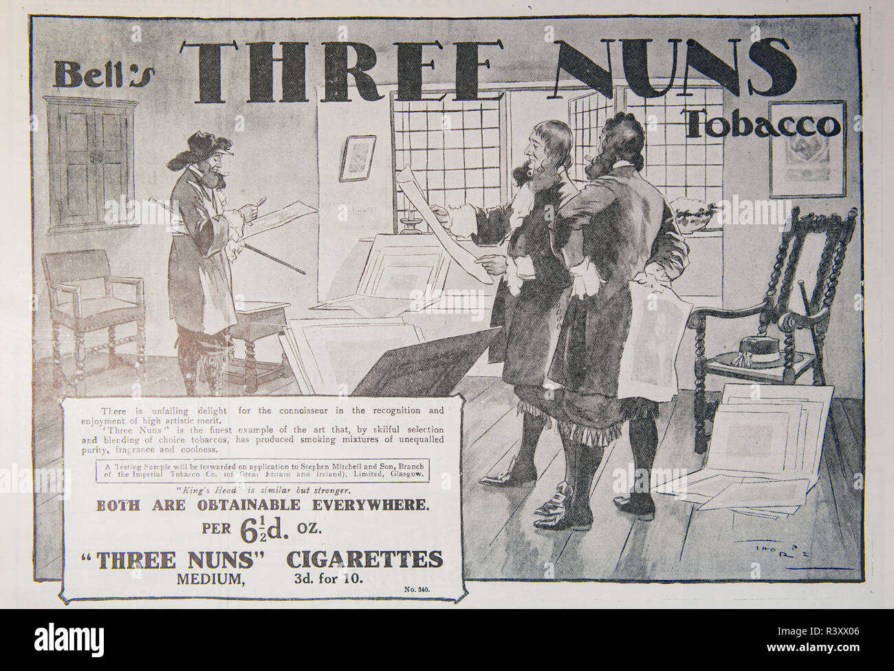 Old advert for Bell’s Three Nuns Tobacco. From an old British magazine ...