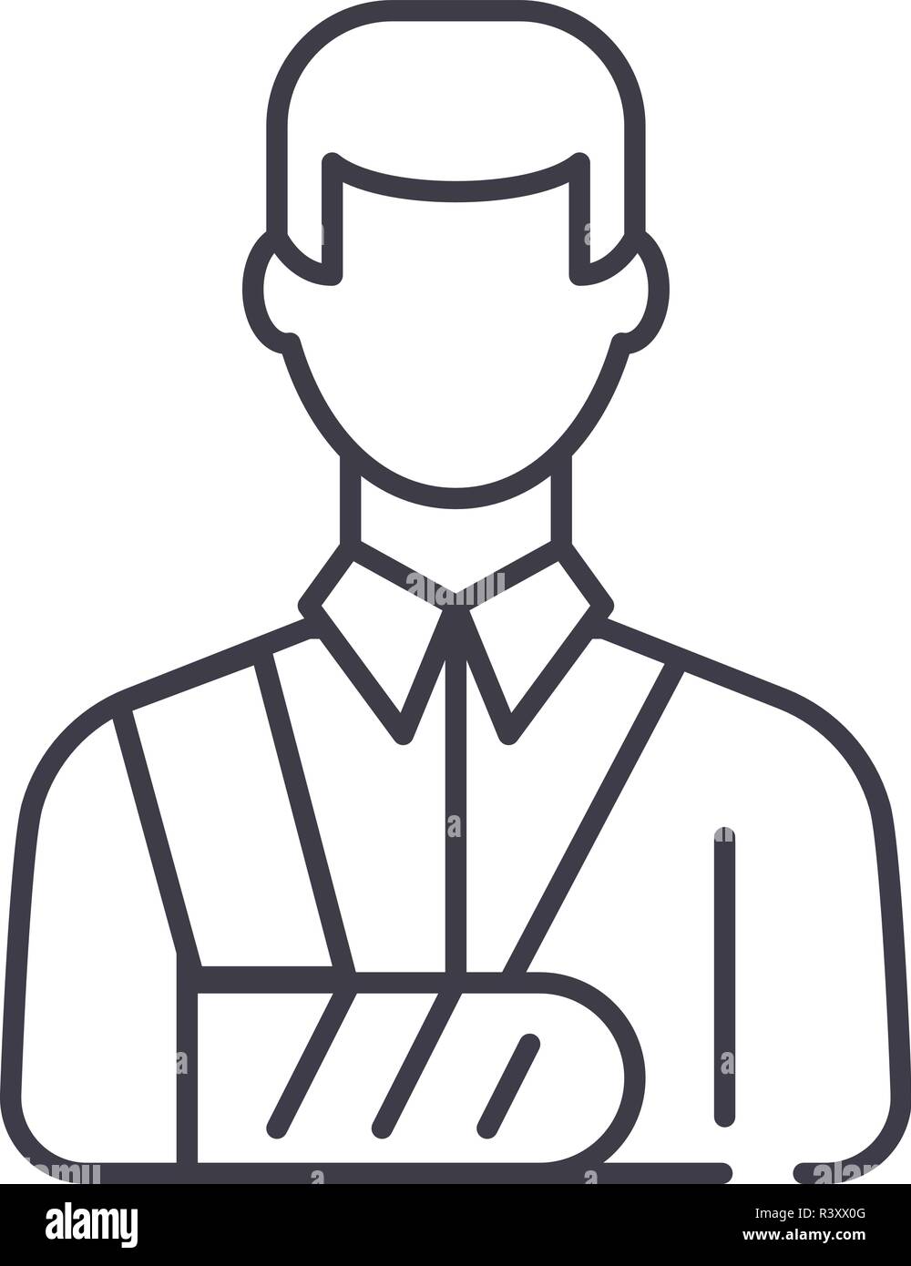 Bandaged man line icon concept. Bandaged man vector linear illustration ...