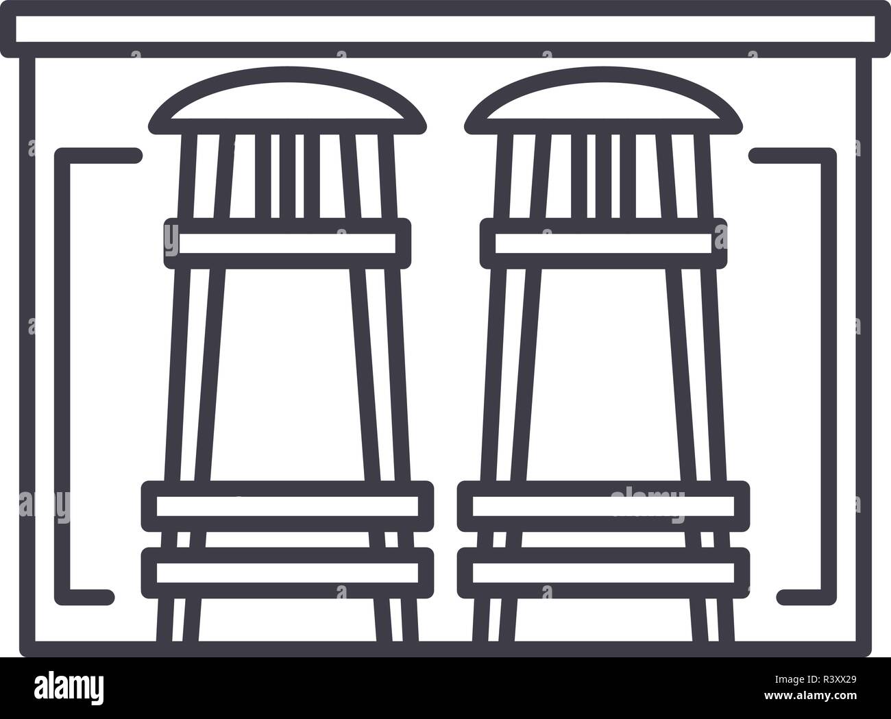 Bar counter line icon concept. Bar counter vector linear illustration ...
