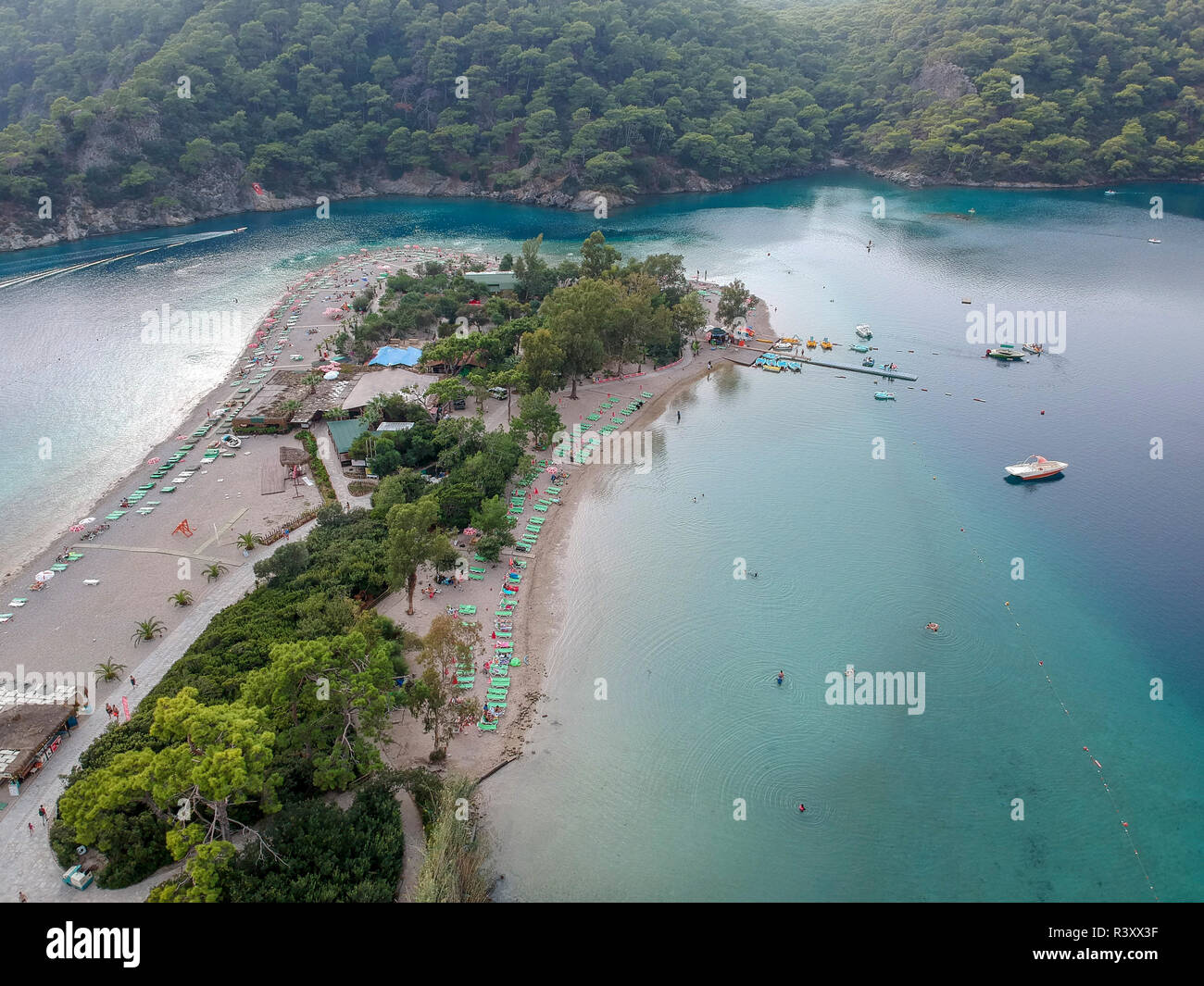 Aerial view pebble beach in Oludeniz, Fethiye, Mugla.Turquoise Coast of ...