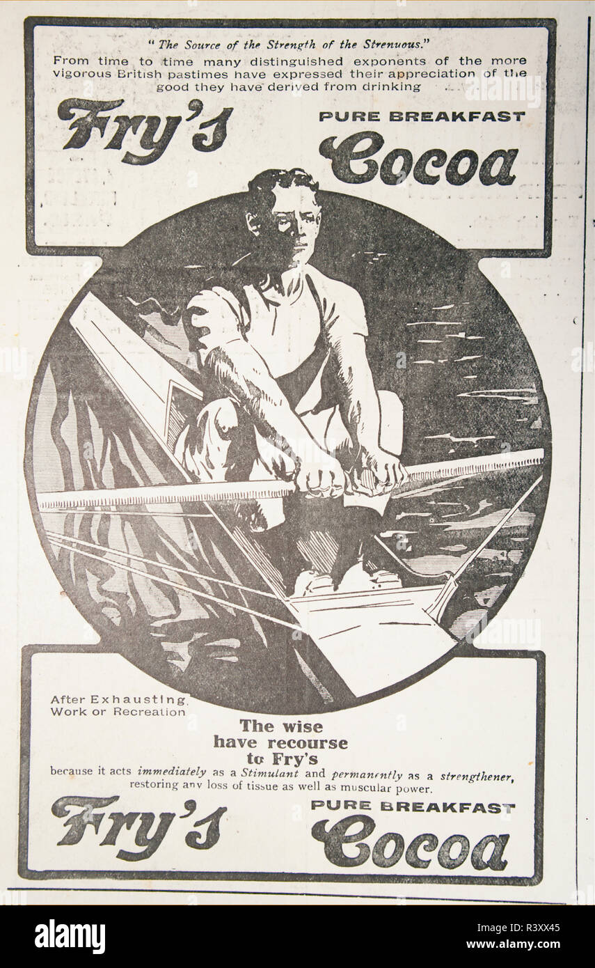 An old advert for Fry’s Cocoa. From an old British magazine from the ...