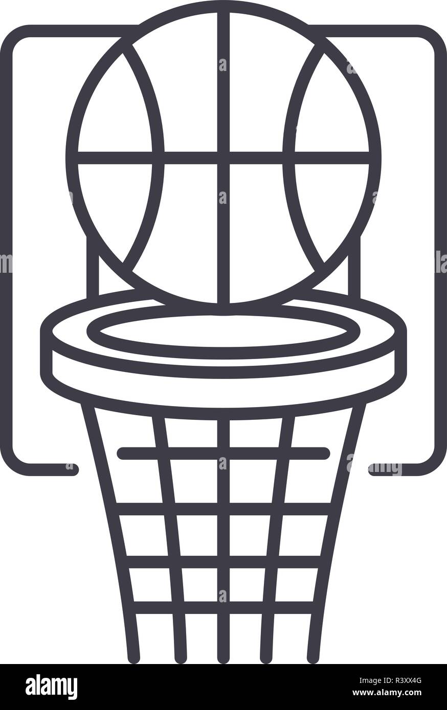 Basketball play line icon concept. Basketball play vector linear ...