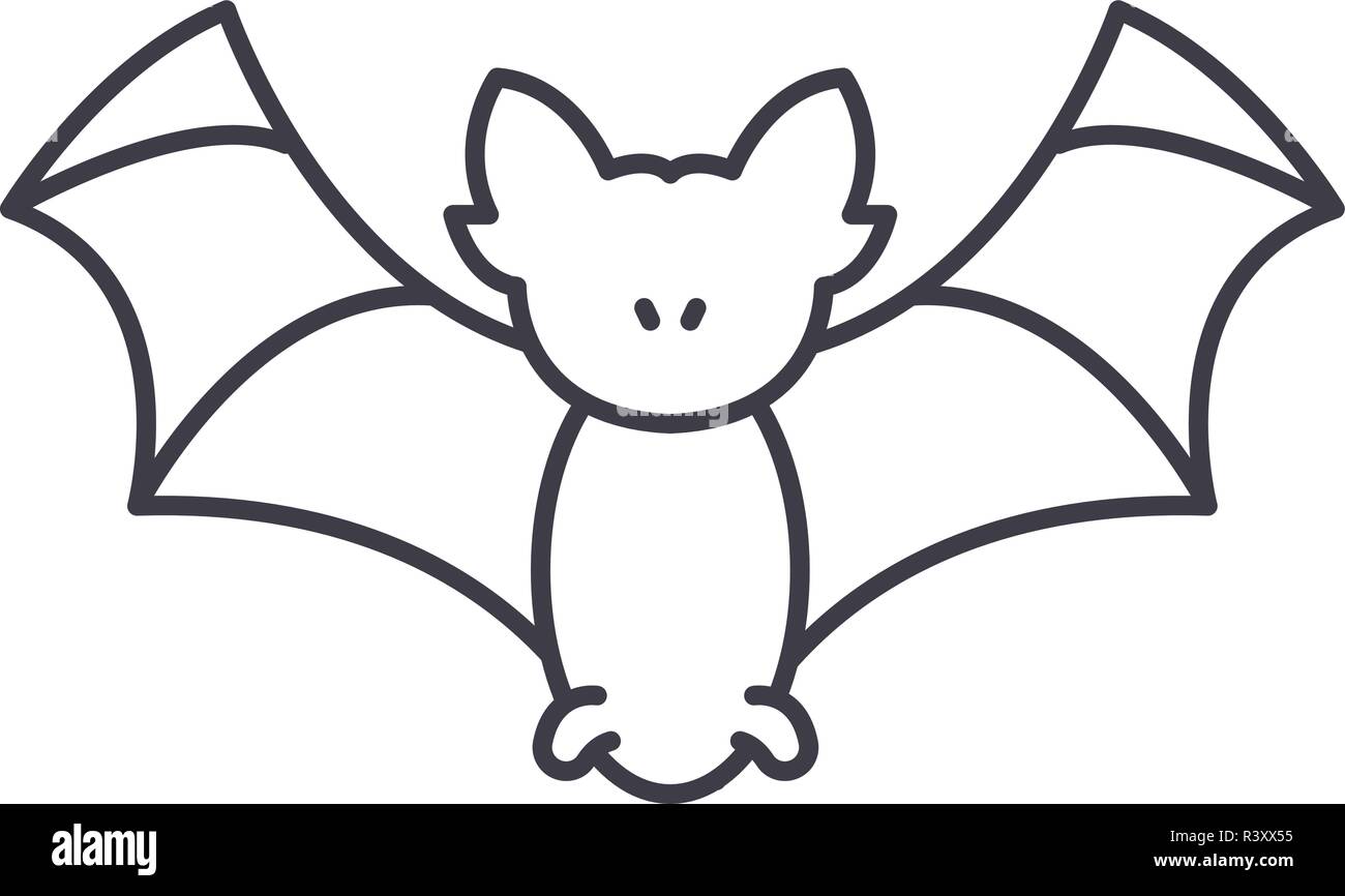 Bat line icon concept. Bat vector linear illustration, symbol, sign ...