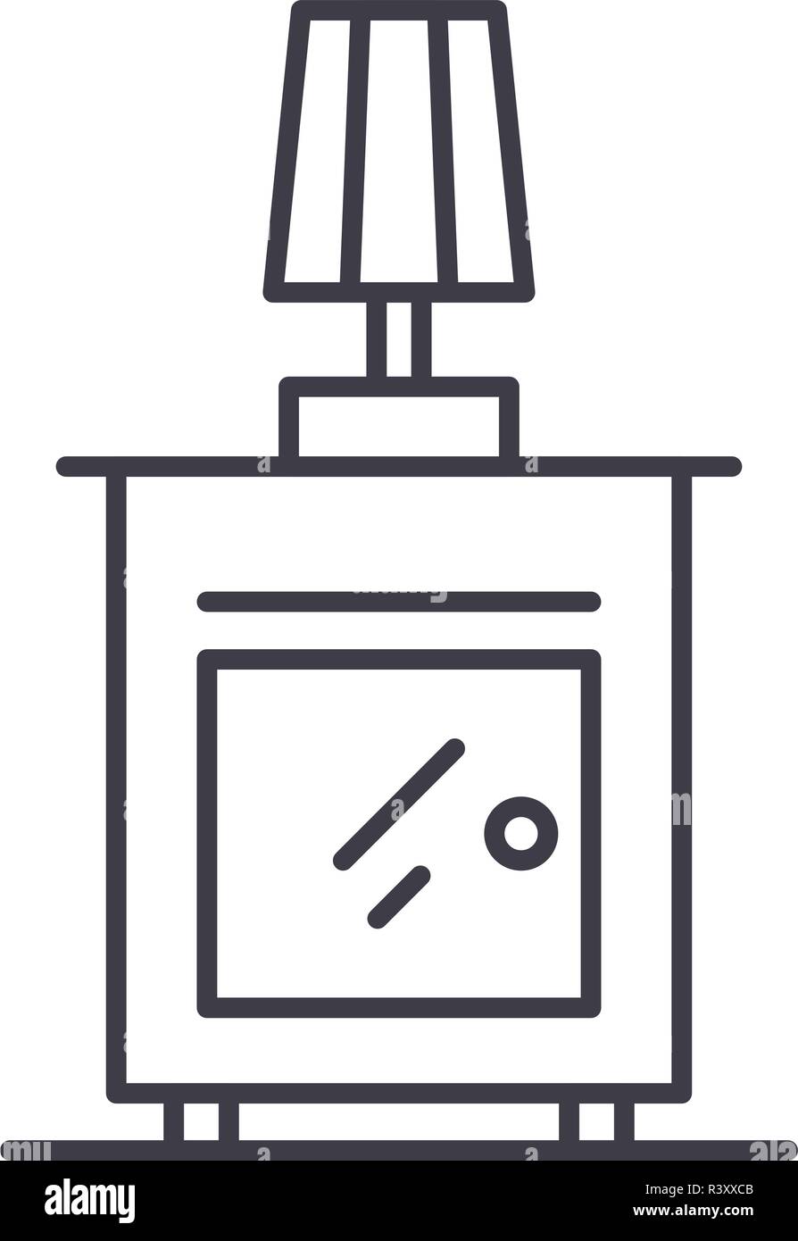 Bedside Table Line Icon Concept Bedside Table Vector Linear Illustration Symbol Sign Stock
