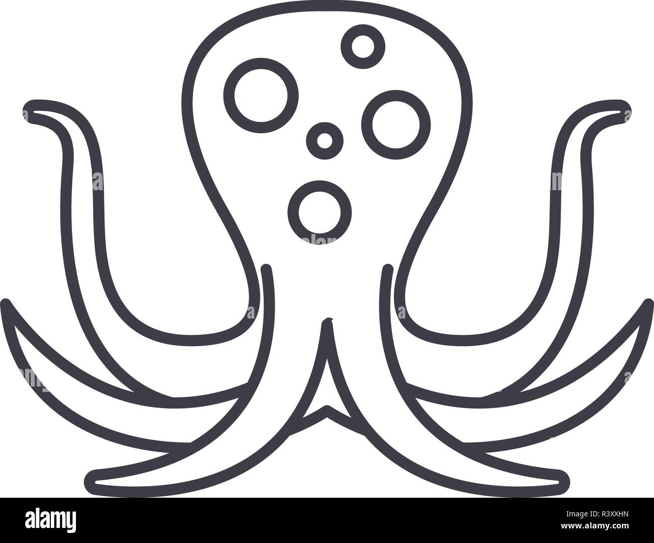 Big octopus line icon concept. Big octopus vector linear illustration ...