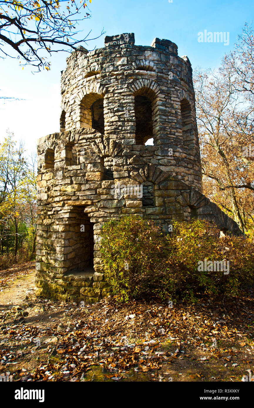 USA, Iowa, Winterset City Park. The Castle built in Memory of Caleb and ...