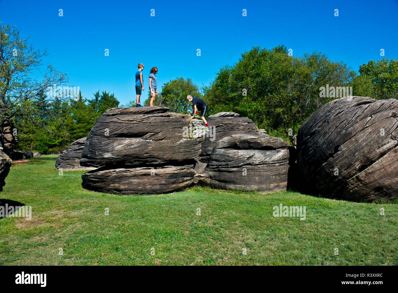 USA, Kansas, Minneapolis, Rock City Park, Unique Rocks and Distribution ...