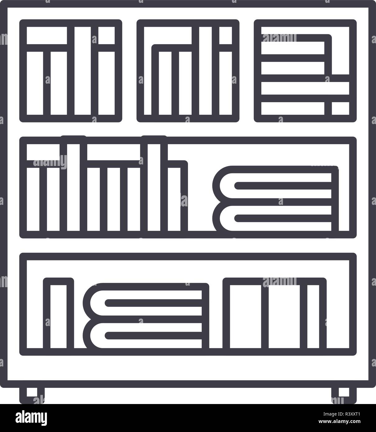 Bookcase line icon concept. Bookcase vector linear illustration, symbol ...
