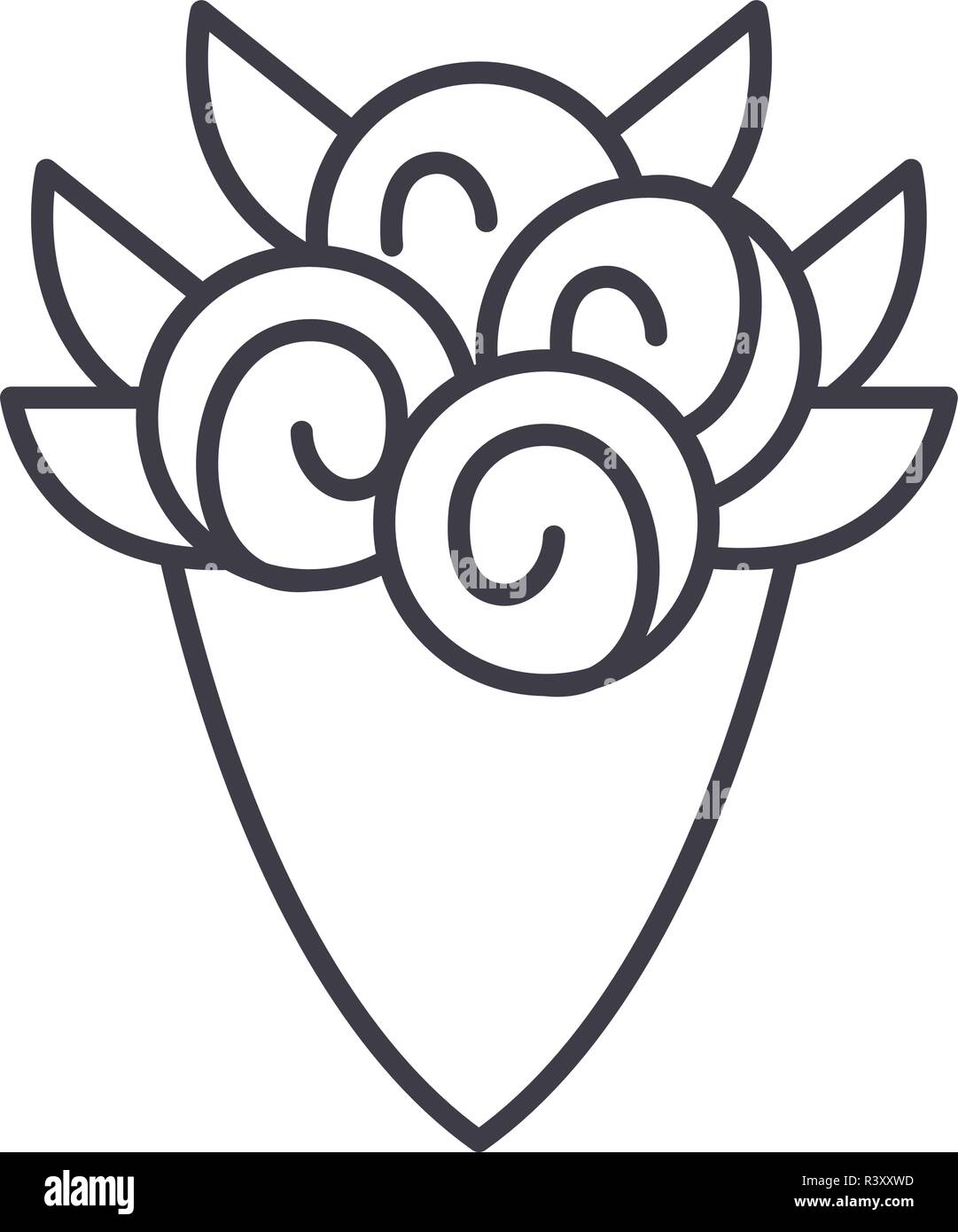 Bouquet of roses line icon concept. Bouquet of roses vector linear ...