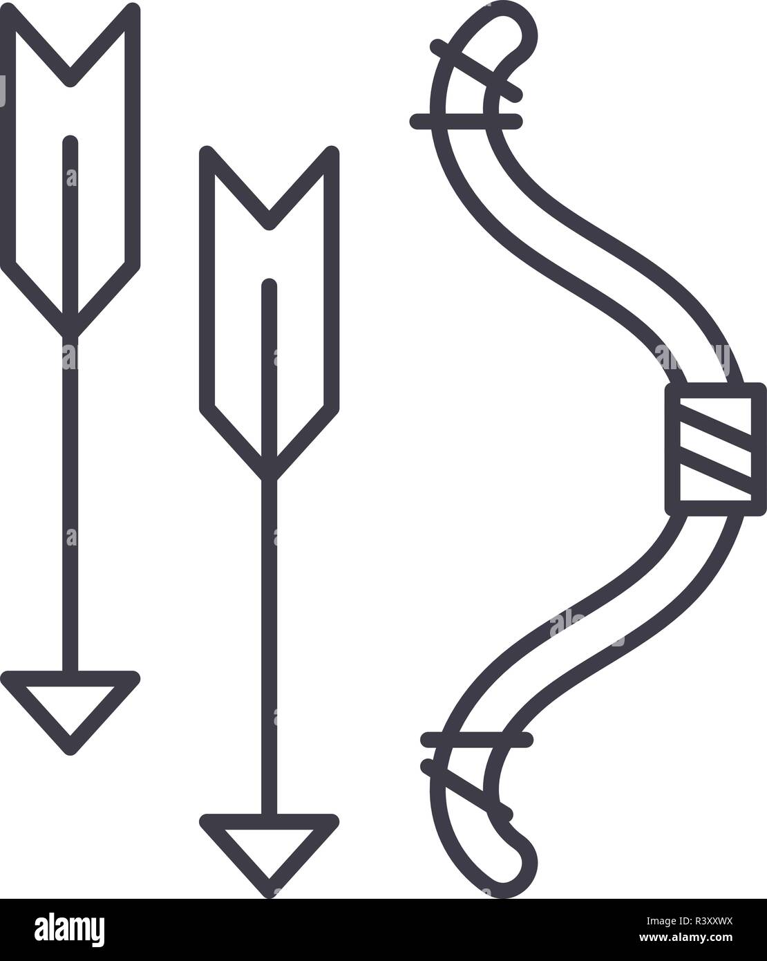 Bow and arrows line icon concept. Bow and arrows vector linear ...