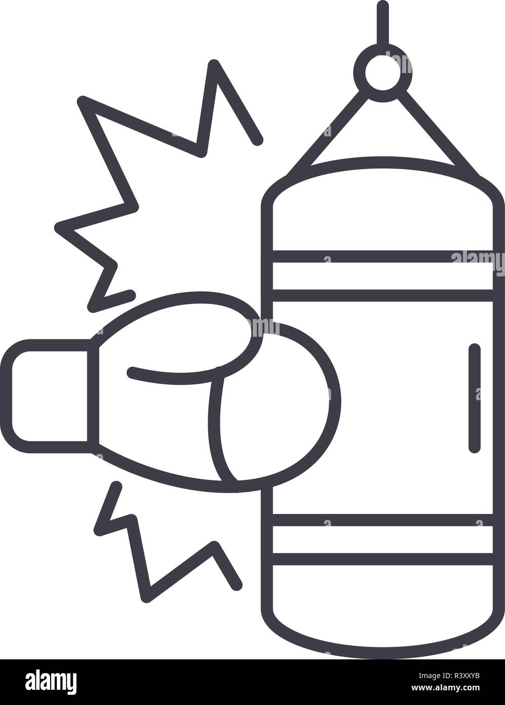 Boxing line icon concept. Boxing vector linear illustration, symbol ...