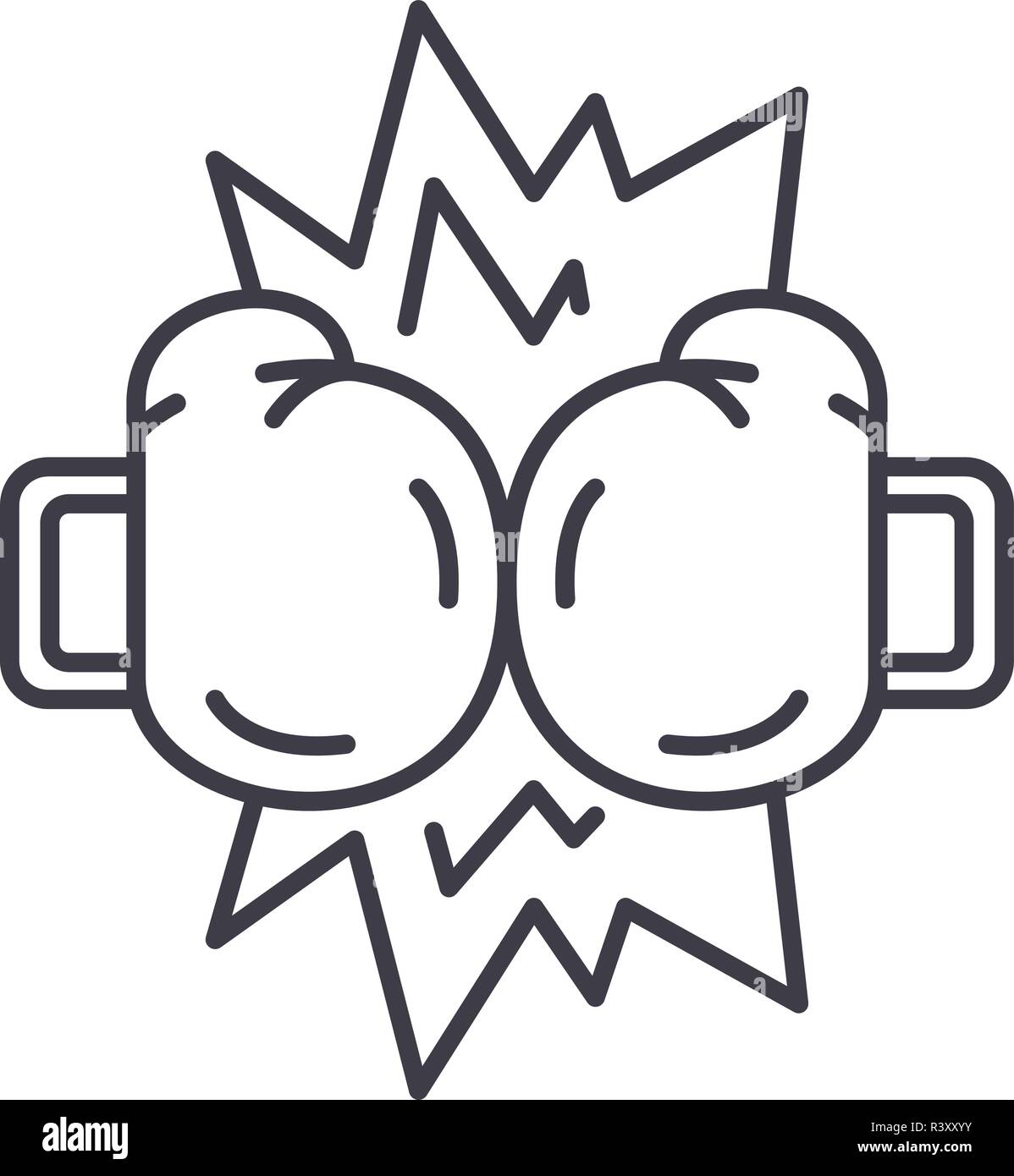 Boxing tournament line icon concept. Boxing tournament vector linear ...