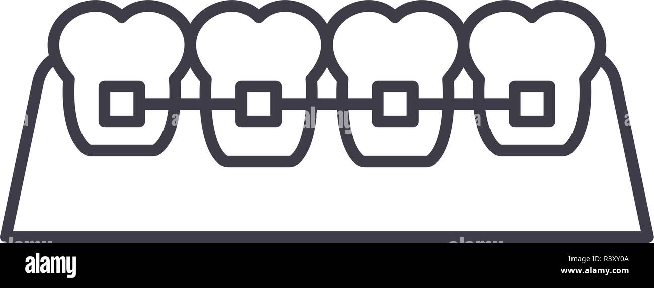 Braces line icon concept. Braces vector linear illustration, symbol ...