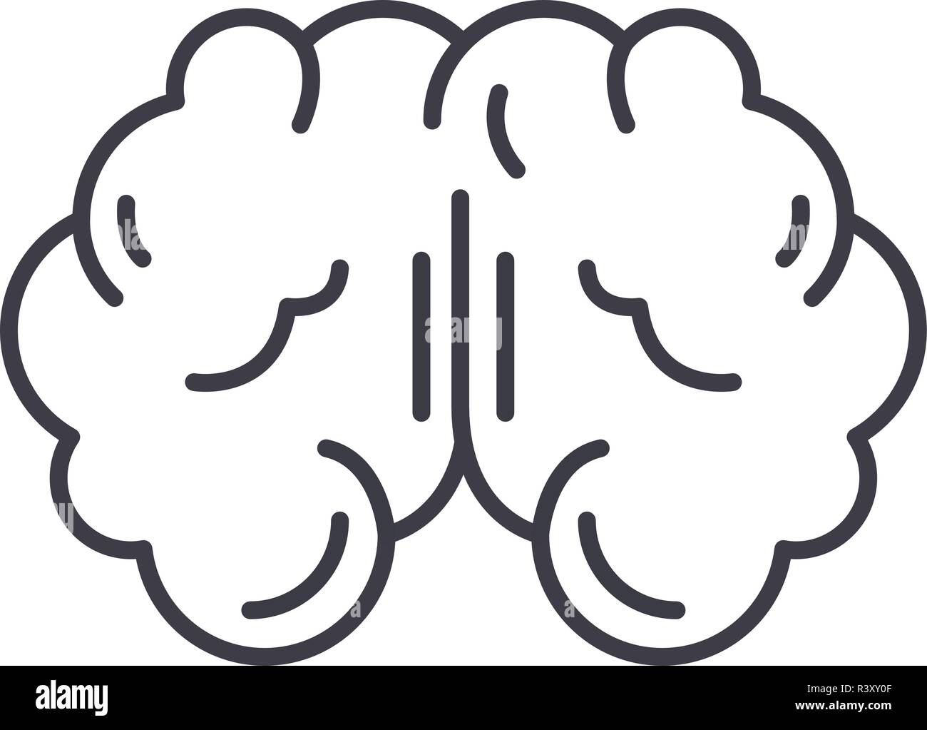 Brain line icon concept. Brain vector linear illustration, symbol, sign ...