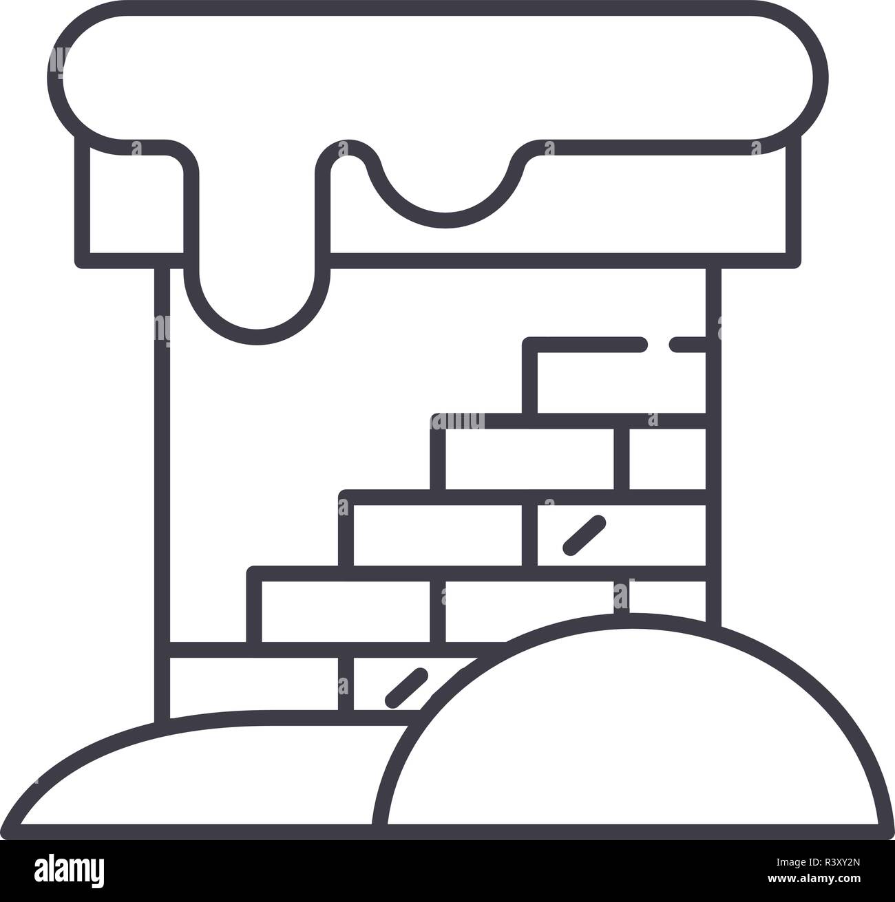 Brick chimney line icon concept. Brick chimney vector linear ...
