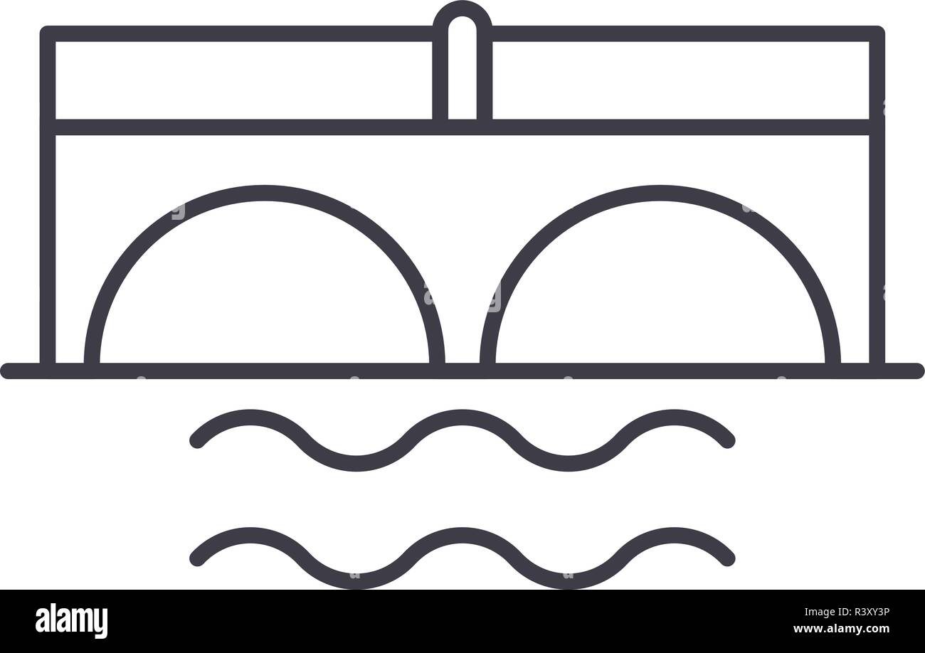 Bridge over river line icon concept. Bridge over river vector linear ...