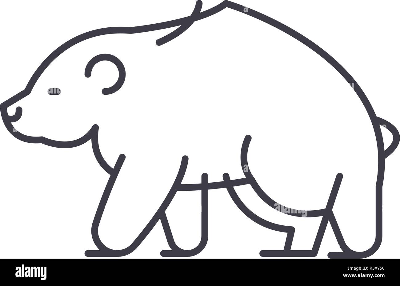 Brown bear line icon concept. Brown bear vector linear illustration ...