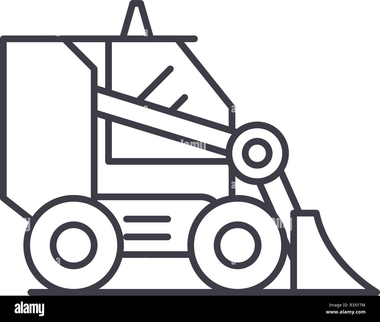 Bulldozer line icon concept. Bulldozer vector linear illustration ...