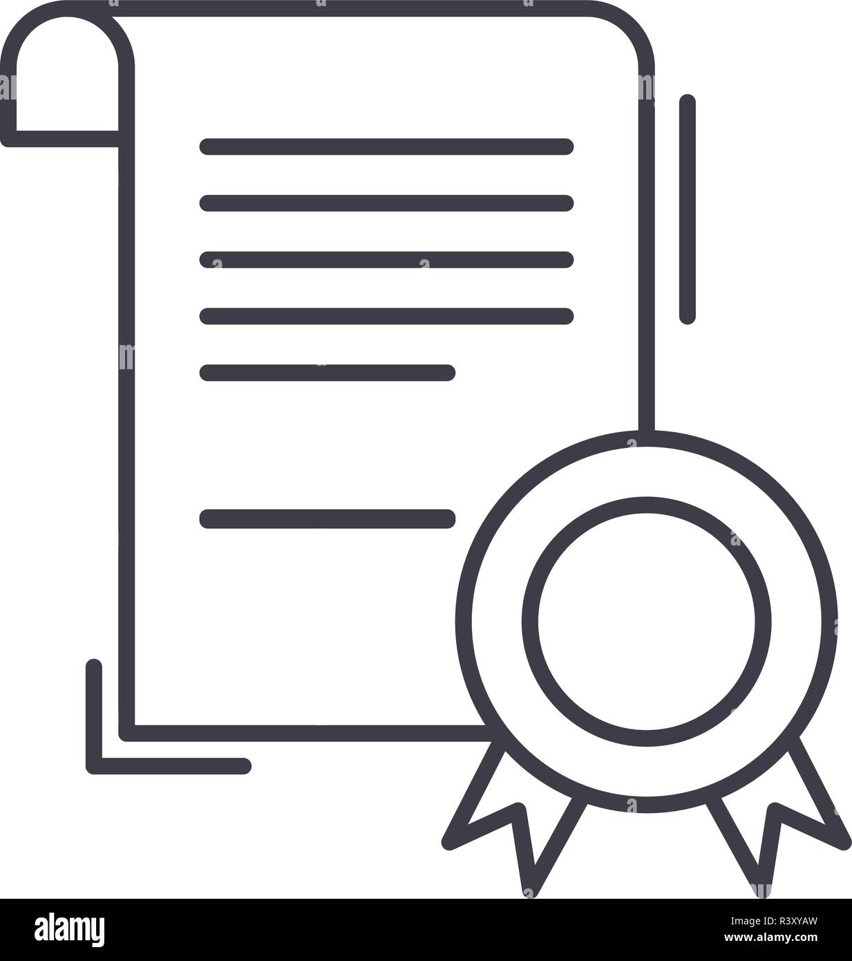 Business certificate line icon concept. Business certificate vector ...