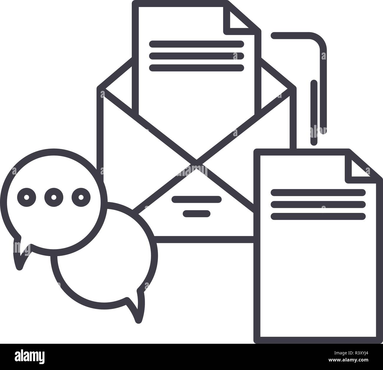 Business messages line icon concept. Business messages vector linear ...