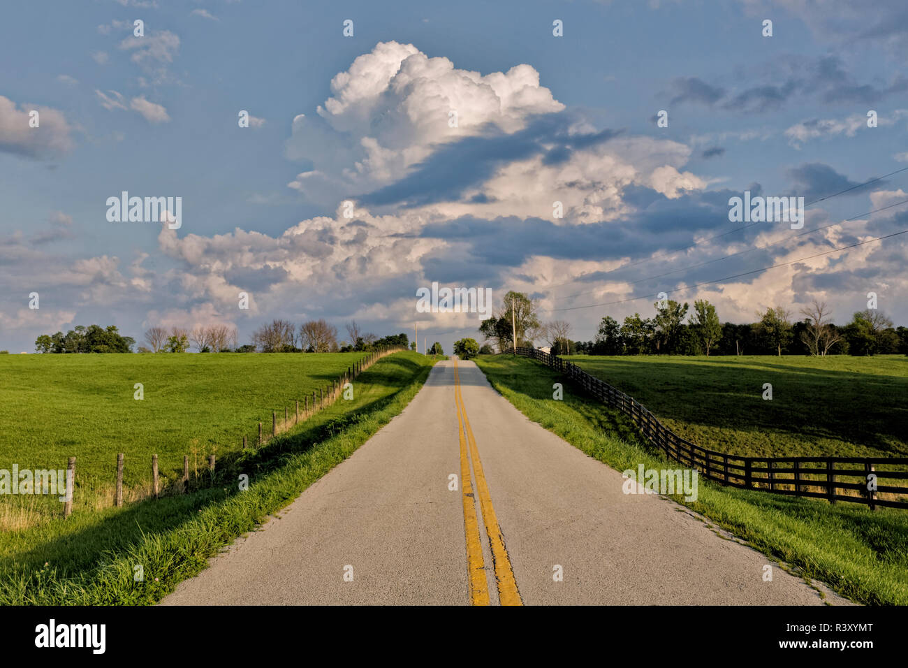 Rural two lane road and clouds, Kentucky Stock Photo - Alamy