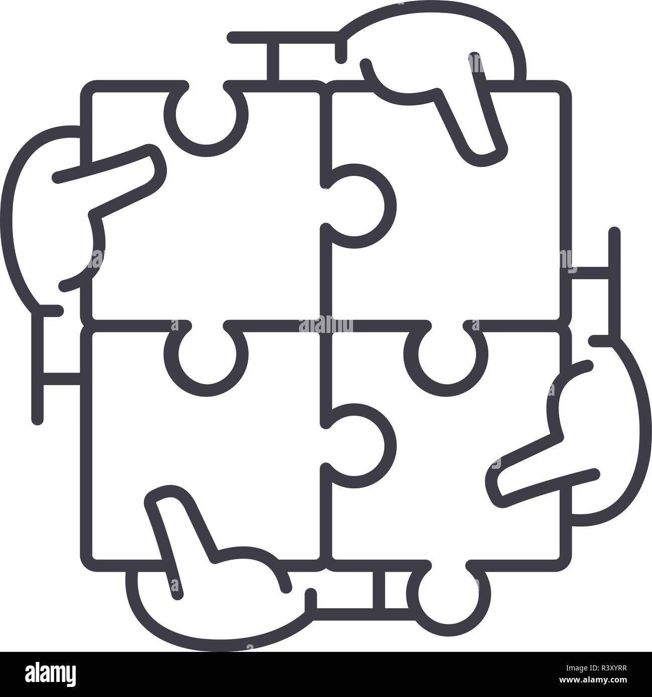 Business synergy line icon concept. Business synergy vector linear ...