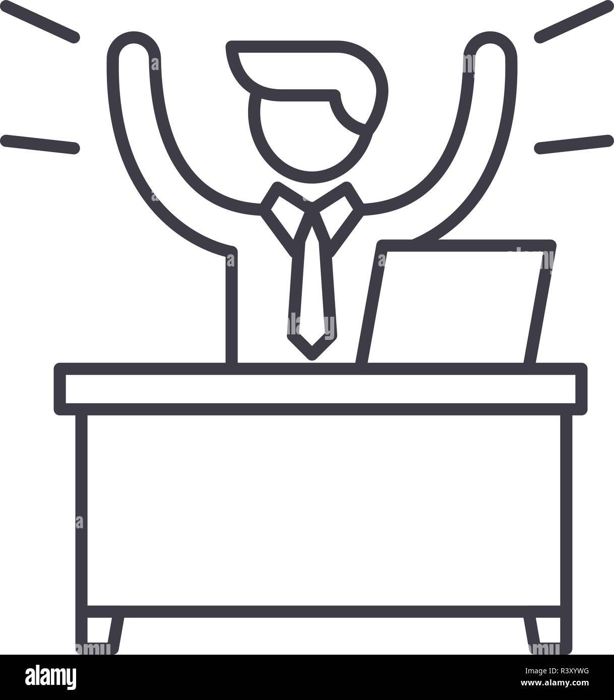 Business win line icon concept. Business win vector linear illustration ...