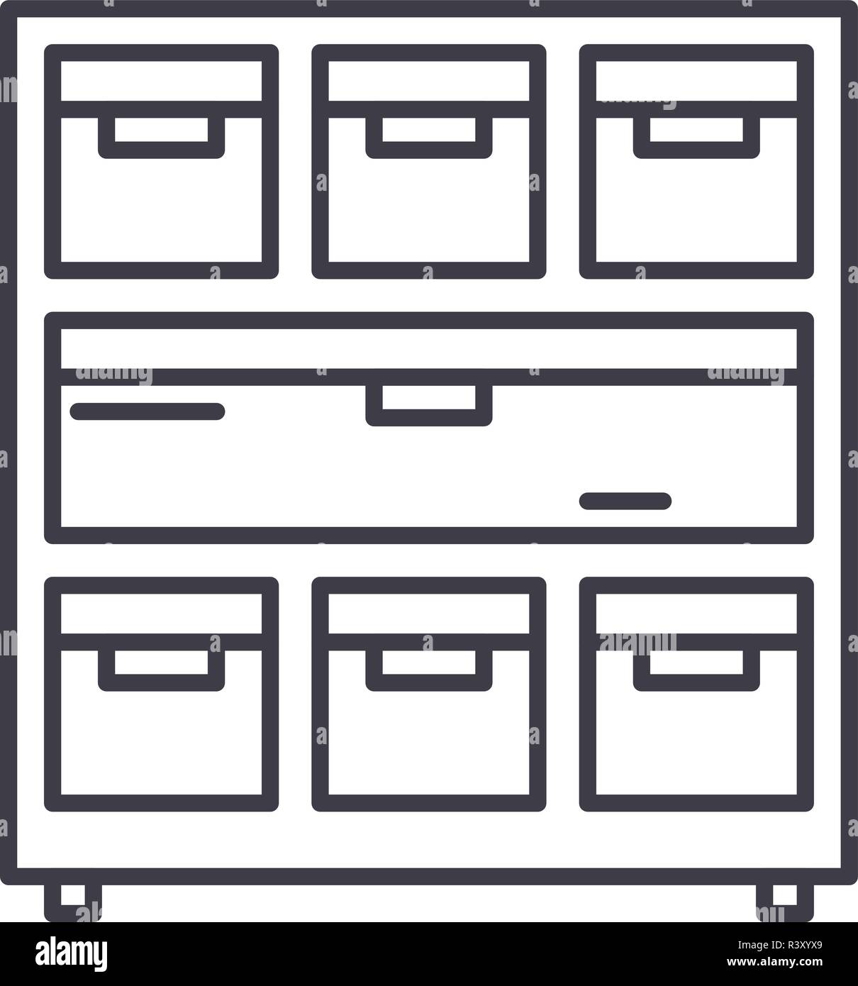 Cabinet with documents line icon concept. Cabinet with documents vector ...