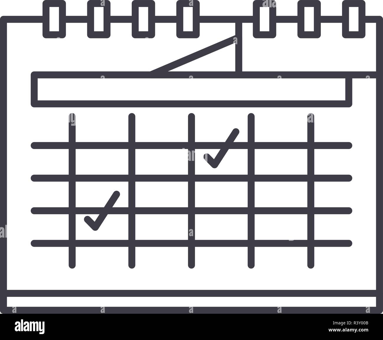Calendar planning line icon concept. Calendar planning vector linear ...