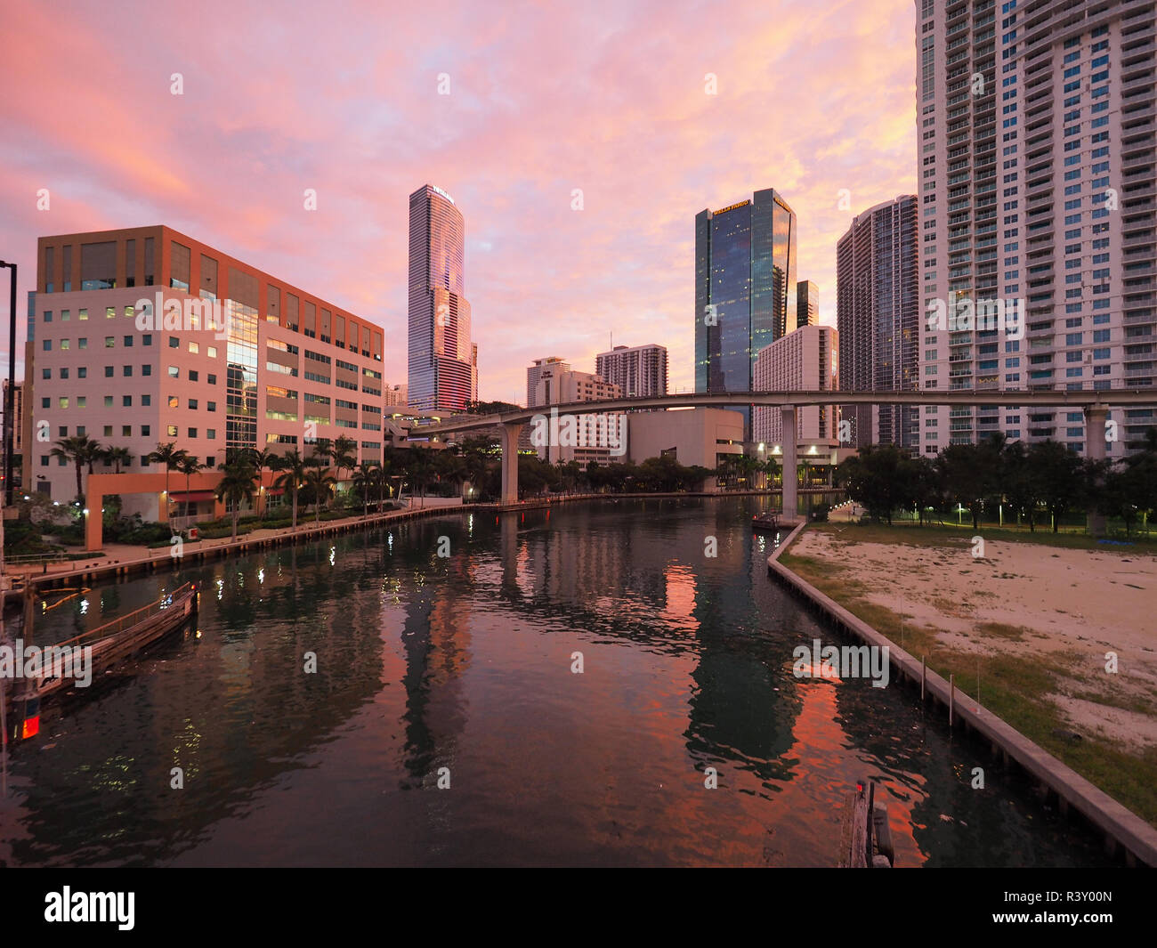 Miami, Florida 11-24-2018 The City of Miami and the Miami River from ...