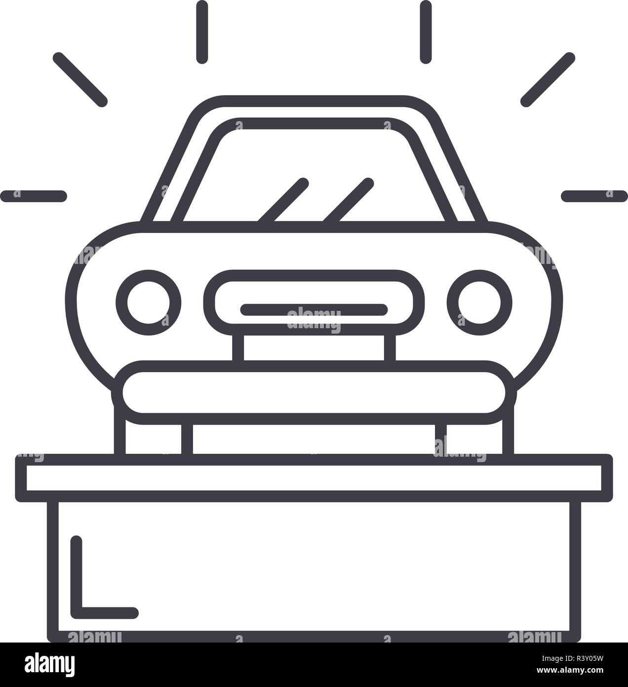 Car showroom line icon concept. Car showroom vector linear illustration ...