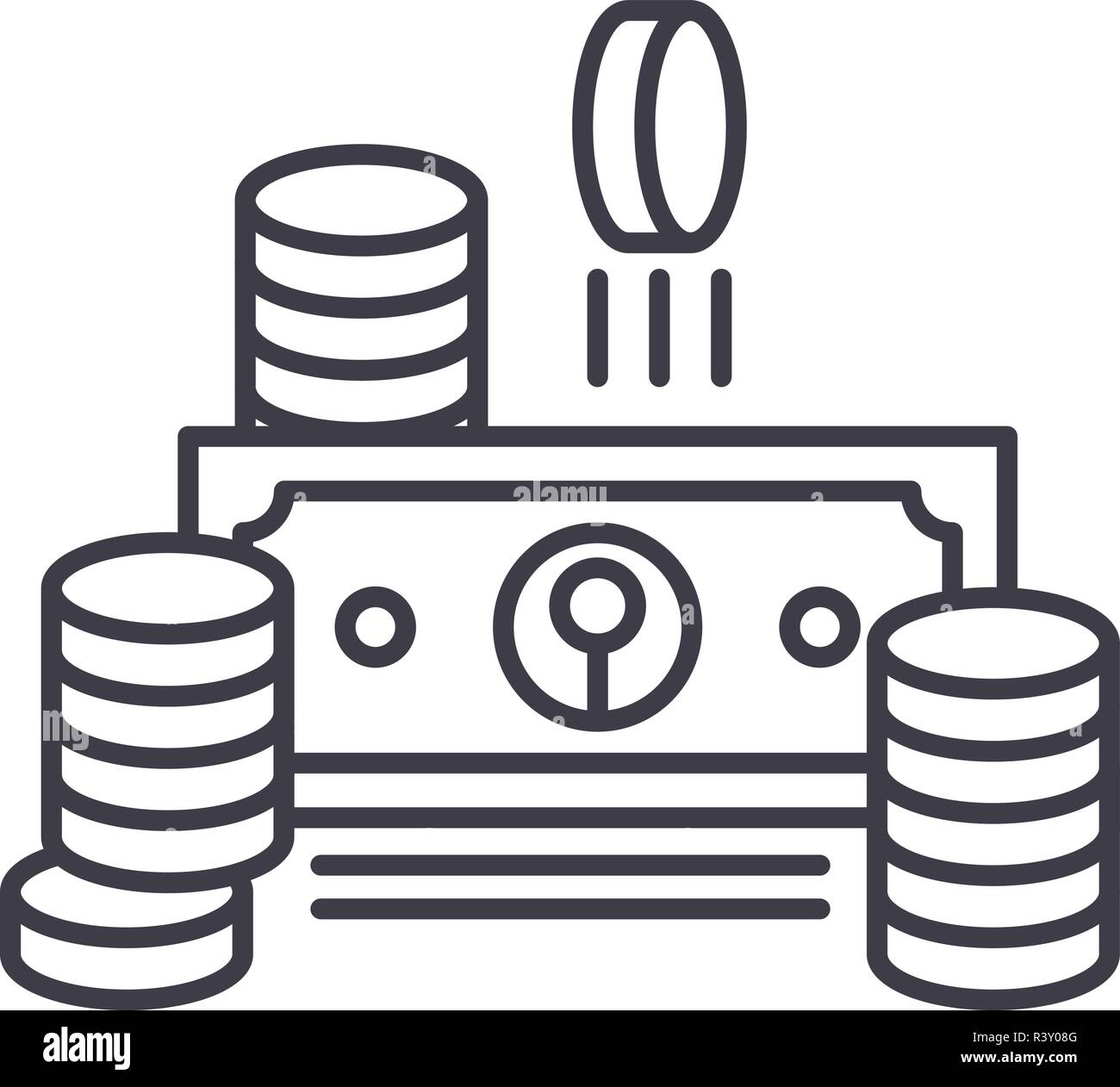 Cash line icon concept. Cash vector linear illustration, symbol, sign ...