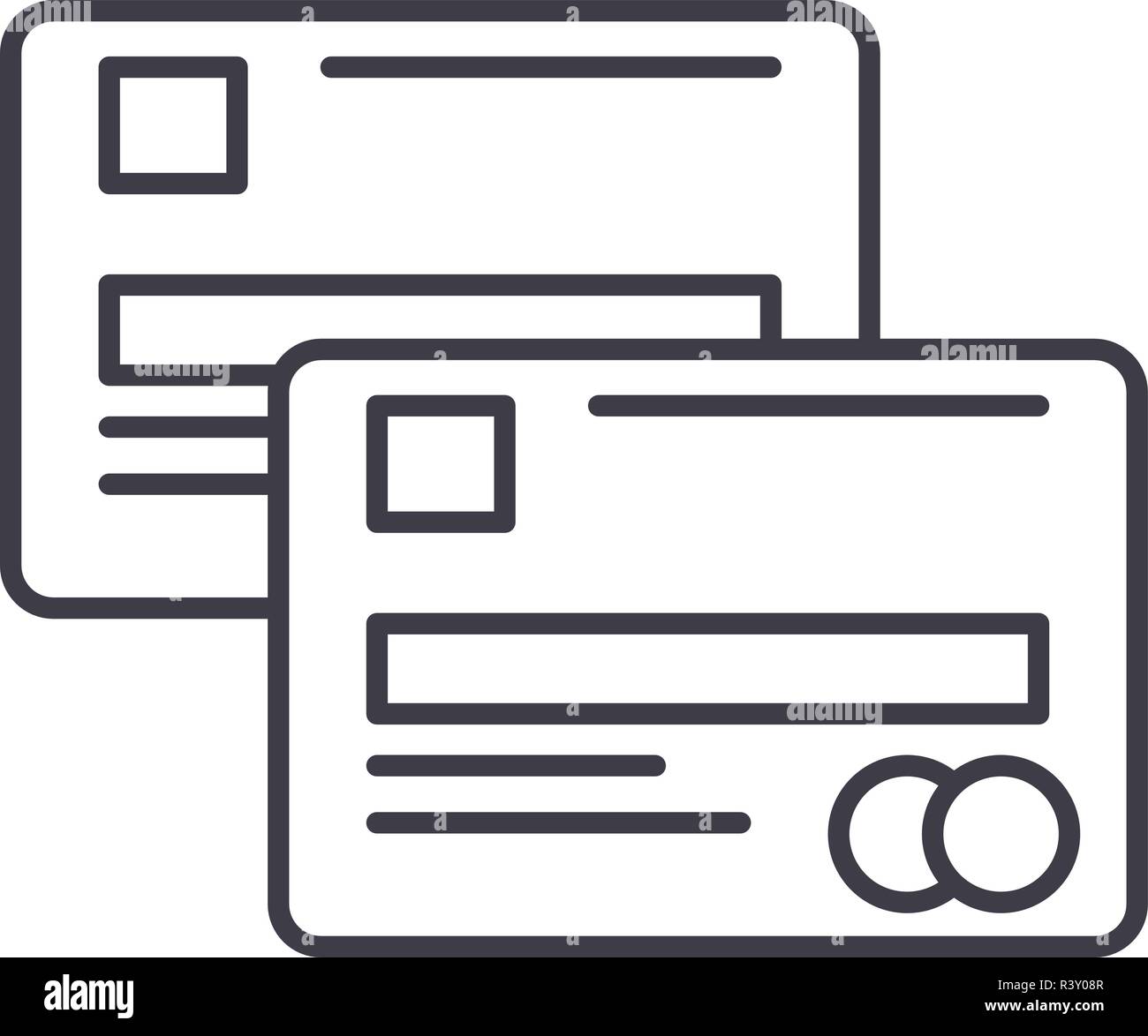 Cash cards line icon concept. Cash cards vector linear illustration ...