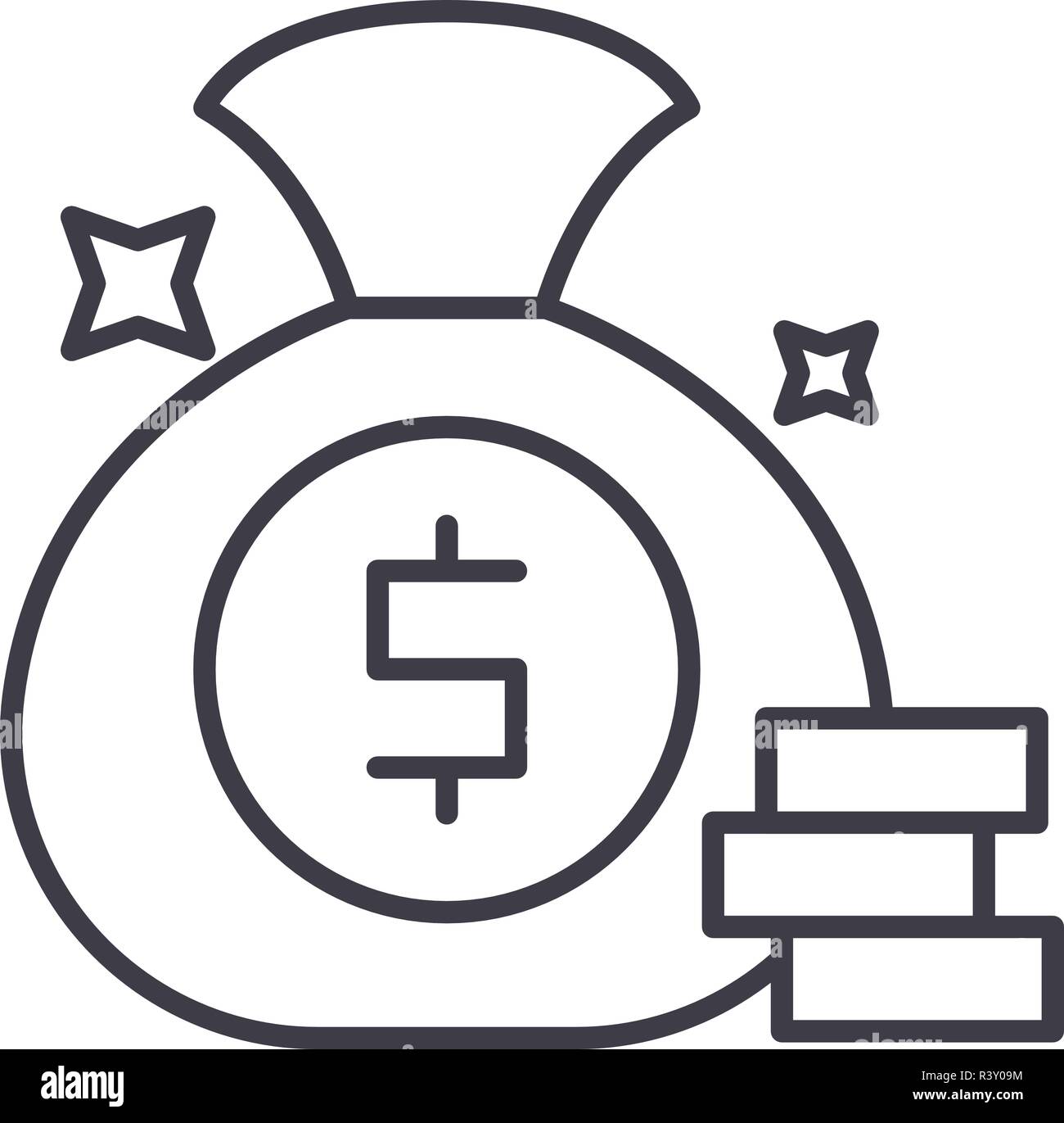 Cash win line icon concept. Cash win vector linear illustration, symbol ...