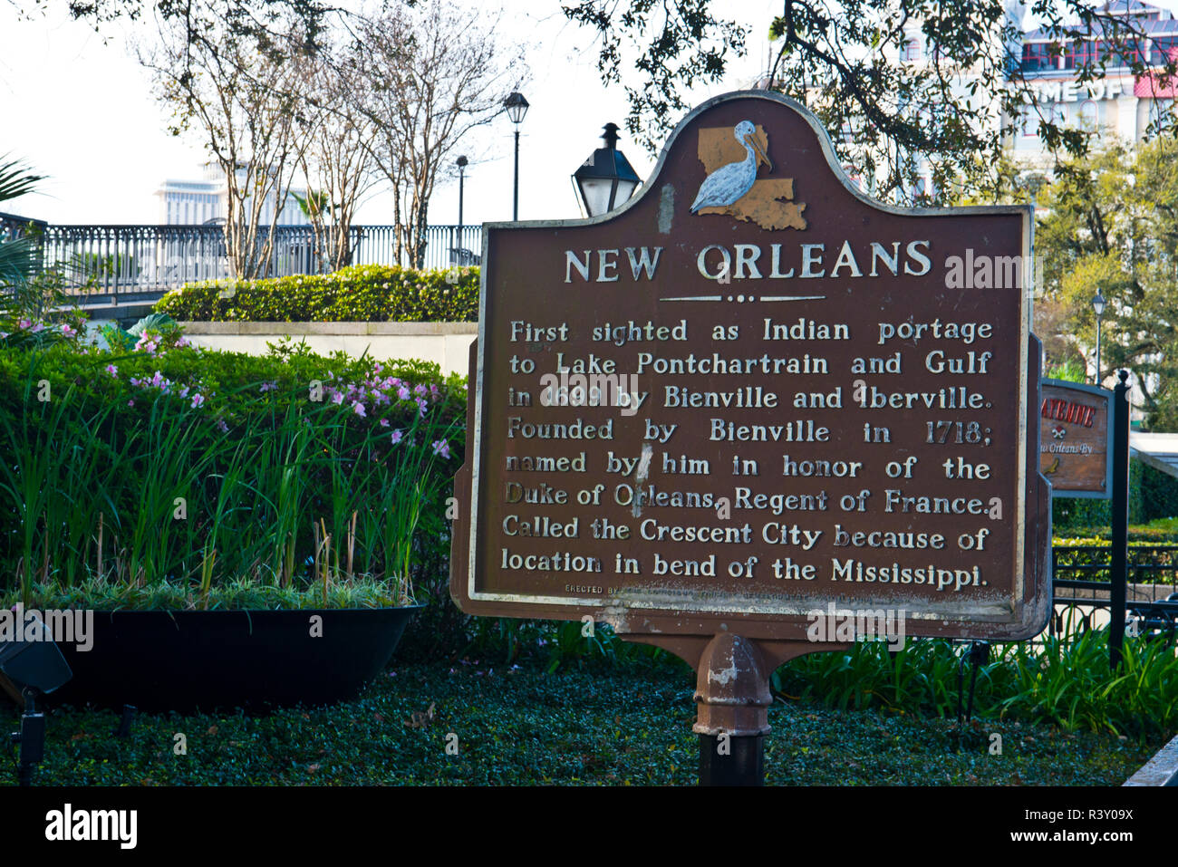 USA, Louisiana, New Orleans, French Quarter, Sign recounting History of ...