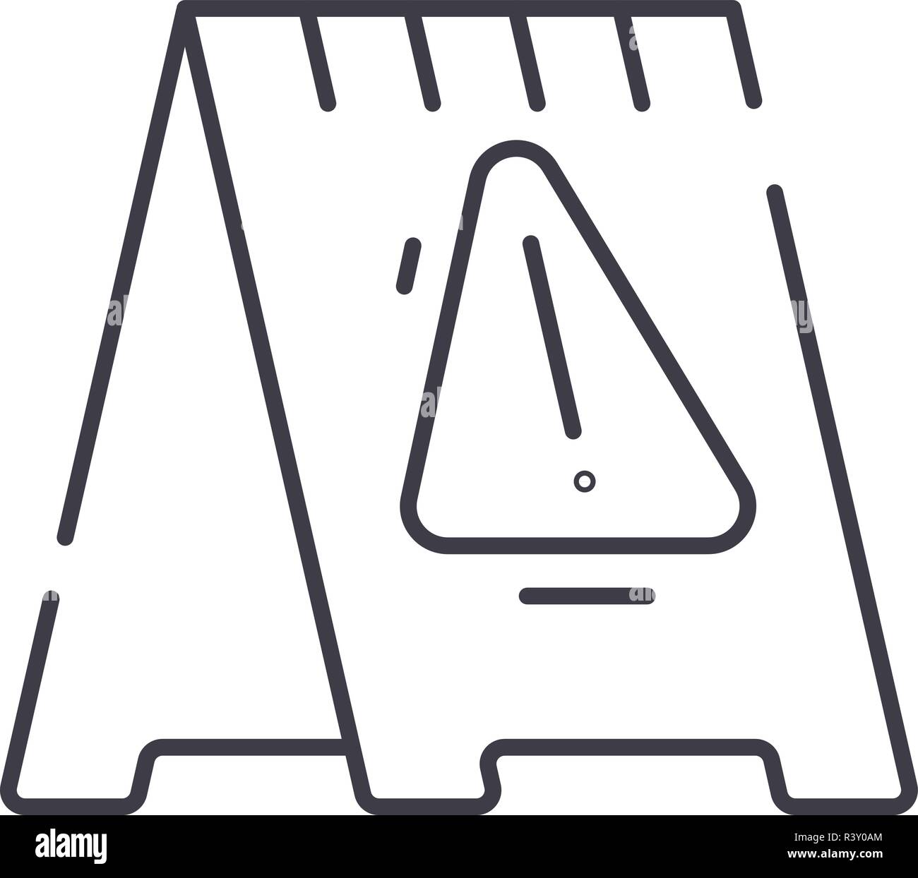 Caution signpost line icon concept. Caution signpost vector linear ...
