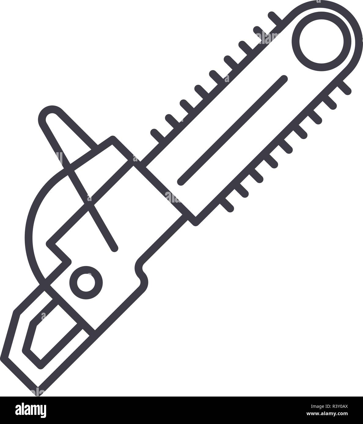 Chainsaw line icon concept. Chainsaw vector linear illustration, symbol ...
