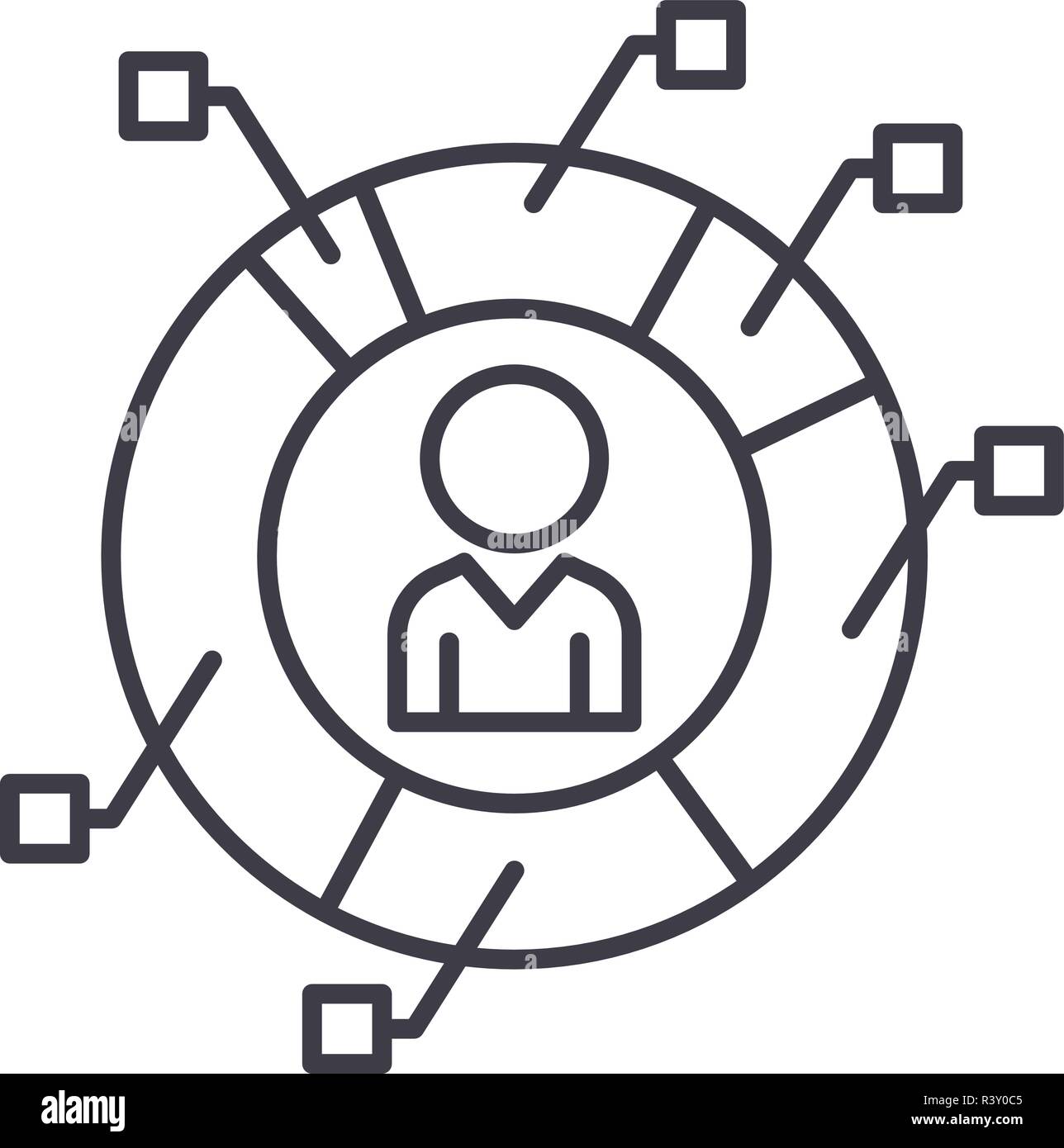 Staff metrics line icon concept. Staff metrics vector linear ...