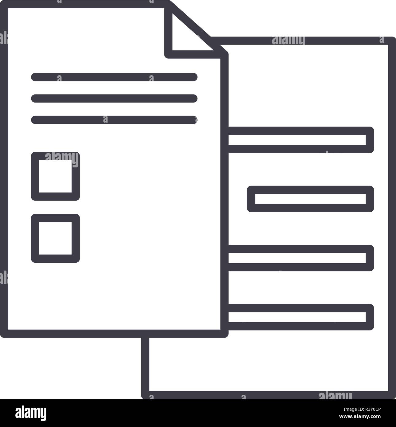 Check sheets line icon concept. Check sheets vector linear illustration ...