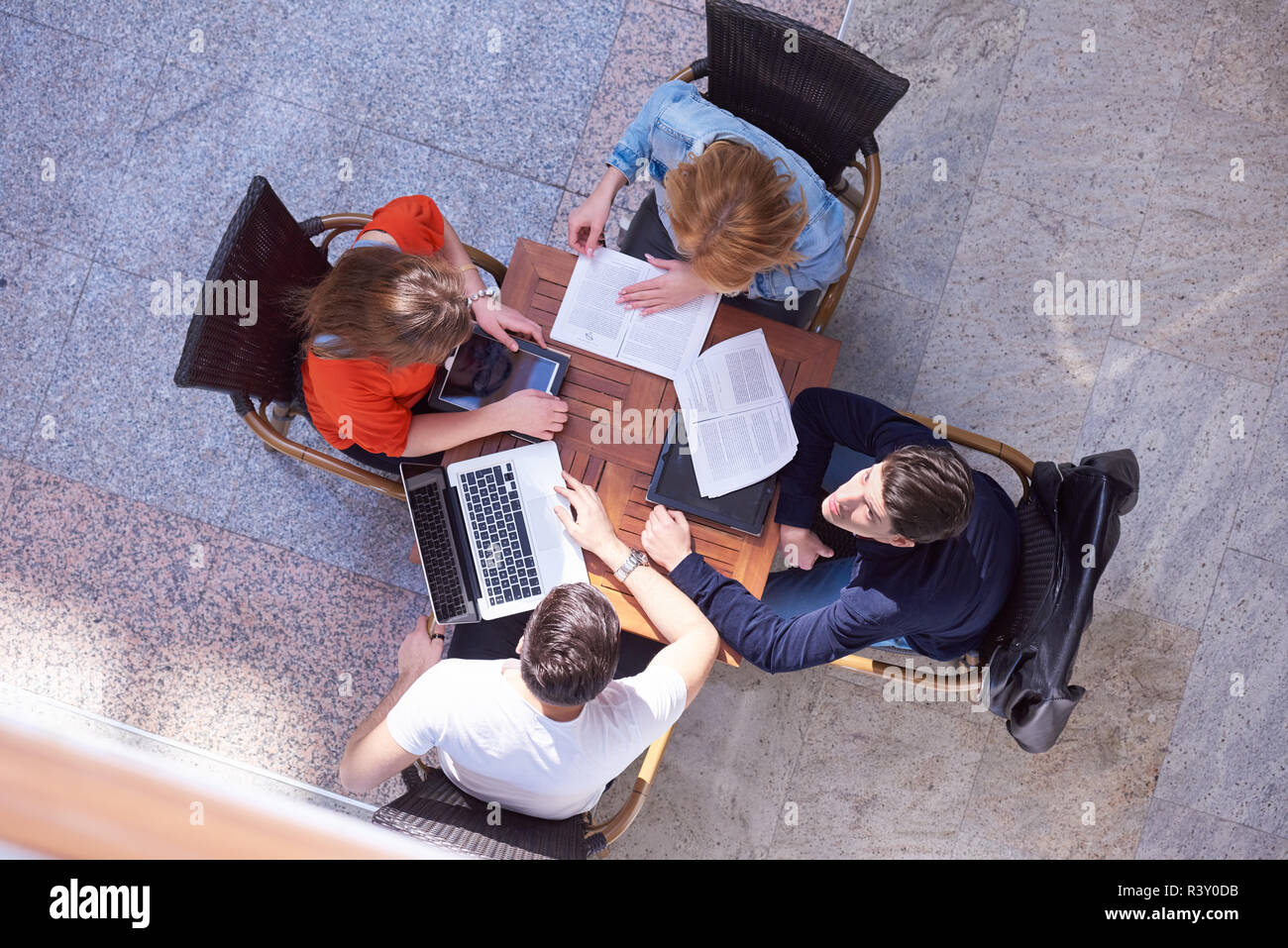 students group working on school project together Stock Photo - Alamy