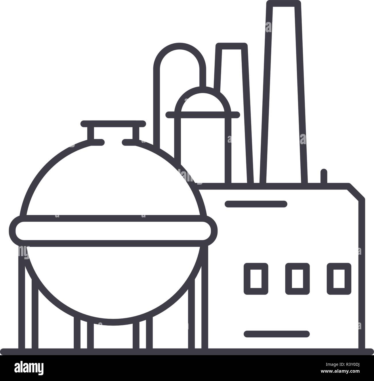Chemical factory line icon concept. Chemical factory vector linear ... Chemical factory line icon concept. Chemical factory vector linear ...