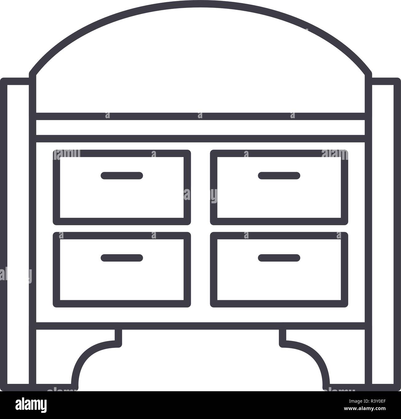 Chest of drawers line icon concept. Chest of drawers vector linear ...
